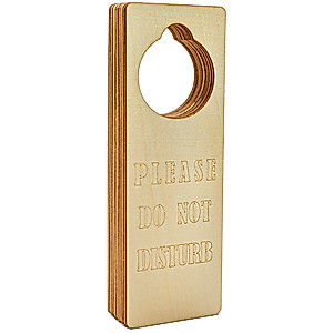 Wooden Door Knob Hanger, Please Do Not Disturb (3.25 x 9.5 in, 12-Pack)