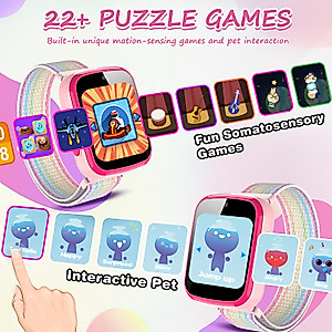 Vakzovy Smart Watch for Kids Gift for Girs Toys Age 6-8, with Video Camera Music Audiobook Games Kids Watches for Girls Ages 8-10 Educational Birthday Gifts for 5 6 7 8 9 10 Year Old Girls