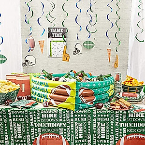 Football Plastic Tablecloth for Game Day Party (Green, 3 Pack)