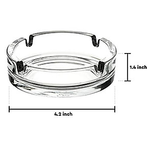 Fargus Glass Ashtrays for Cigarettes, Portable Decorative Modern Ashtray for Home Office Indoor Outdoor Patio Use, Fancy Cute Cool Ash Tray, Pack of 2 (Clear)