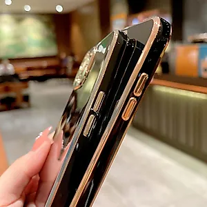 for OnePlus Nord N200 5G Case, N200 Phone Case for Women Electroplating Cute Luxury Bling Aesthetic Trendy Pretty, Full Camera Soft TPU Protection Shockproof Cover for OnePlus Nord N200 5G (Black)