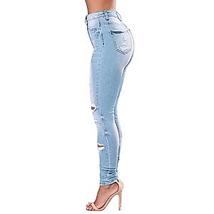 KDF Women's High Waisted Jeans for Women Distressed Ripped Jeans Slim Fit Butt Lifting Skinny Stretch Jeans Denim Pants