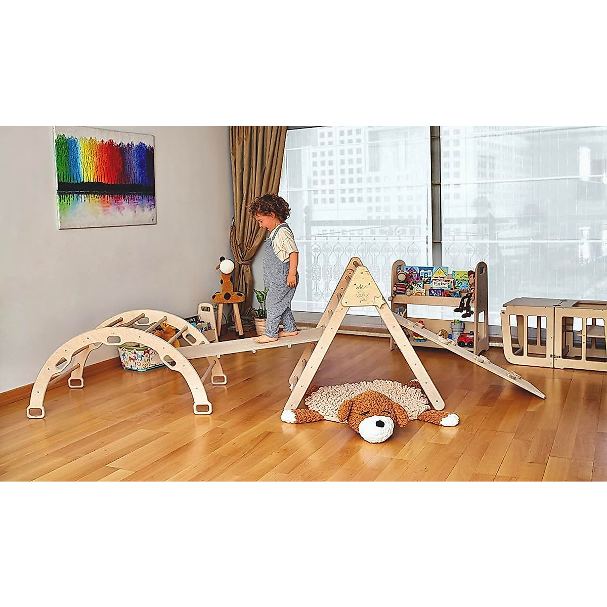 Kidodido Climbing Set | Triangle & Arch & Two Ramp Full Set | Montessori Climbing Jungle Set | Climbing Triangle & Arch Set with Two Ramp | Climbing Set for Children's Rooms | Indoor Playground