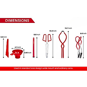 EFTA 6 Pieces Canning tools|Canning supplies Kit,include Jar Lifter, Canning Funnel, Canning Tongs, Lid Lifter, Bubble Popper, | Ideal Picking Kit With Stainless-Steel |.
