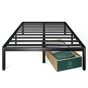 ZINUS Van 16 Inch Metal Platform Bed Frame / Steel Slat Support / No Box Spring Needed / Easy Assembly, Queen