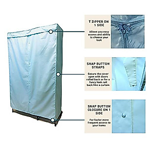 Formosa Covers Portable Garment Rolling Rack Cover - Protect Your Clothes from Dust Keep Your Room Looking Organized in Glacier Blue (Cover Only) (48"W x 18"D x 75"H)