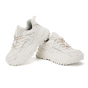 Hasina Women Walking Sneakers Casual Comfortable Breathable Lightweight Mesh Non Slip Fashion Shoes（Beige,10.5）