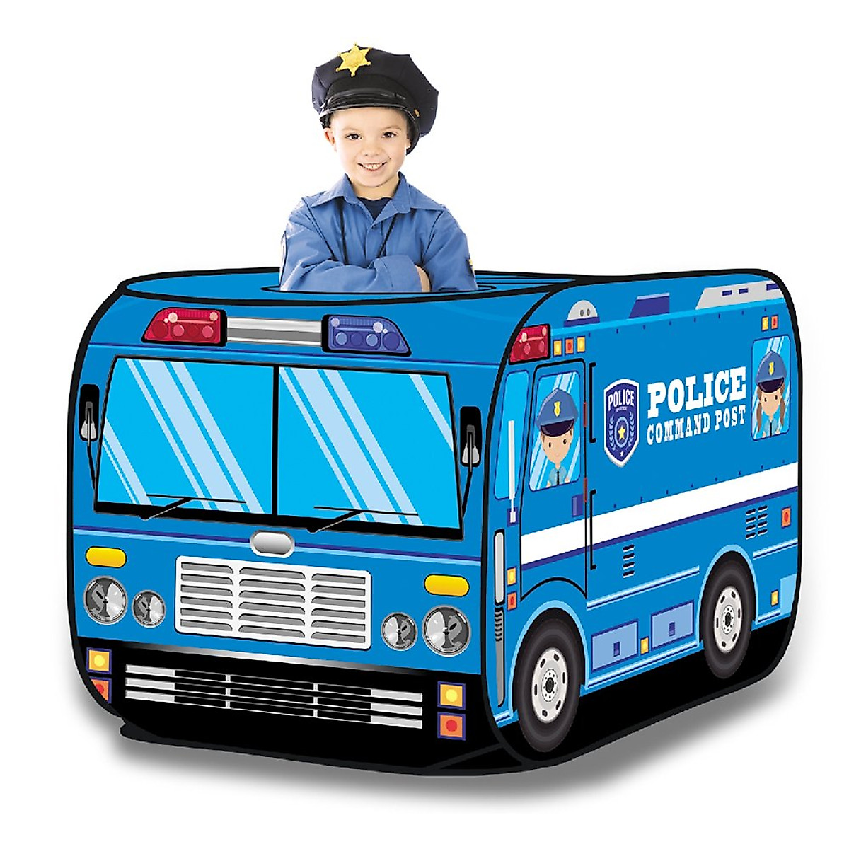 Pop Up Play Tent for Kids - My First Foldable Indoor & Outdoor Playhouse Vehicle Toys for Toddlers, Boys and Girls (Police Car)