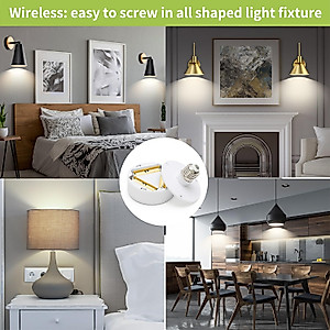 PEESIN E26 Base Battery Operated Light Bulb, 2 Pack Battery Powered Light Bulbs, Battery Light Bulb, Light Bulbs, LED Puck Lights for Wall Sconce, Lamp