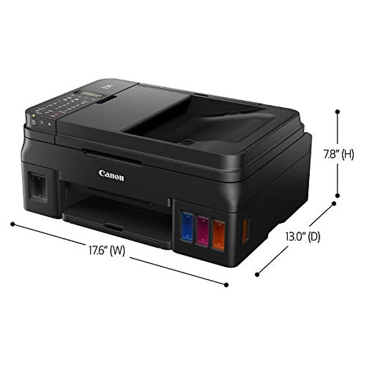Canon PIXMA G4210 Wireless All-In-One Supertank (Megatank) Printer, Copier, Scan, Fax and ADF with Mobile Printing, Black, One Size (2316C002)