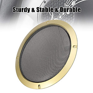 X AUTOHAUX 2pcs 8" Gold Tone Car Audio Speaker Cover Mesh Subwoofer Grill Horn Glossy Guard Protector