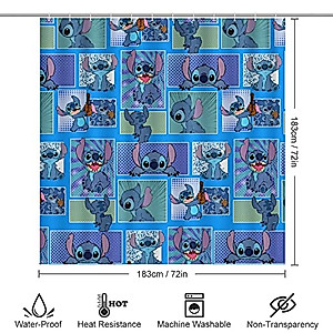 Sykinhmu 4PCS Cartoon Shower Curtain Set with Non-Slip Rugs, Toilet Lid Cover and Bath Mat, Animal Shower Curtain with 12 Hooks, Durable Waterproof Bathroom Decor Set 72 x 72inch