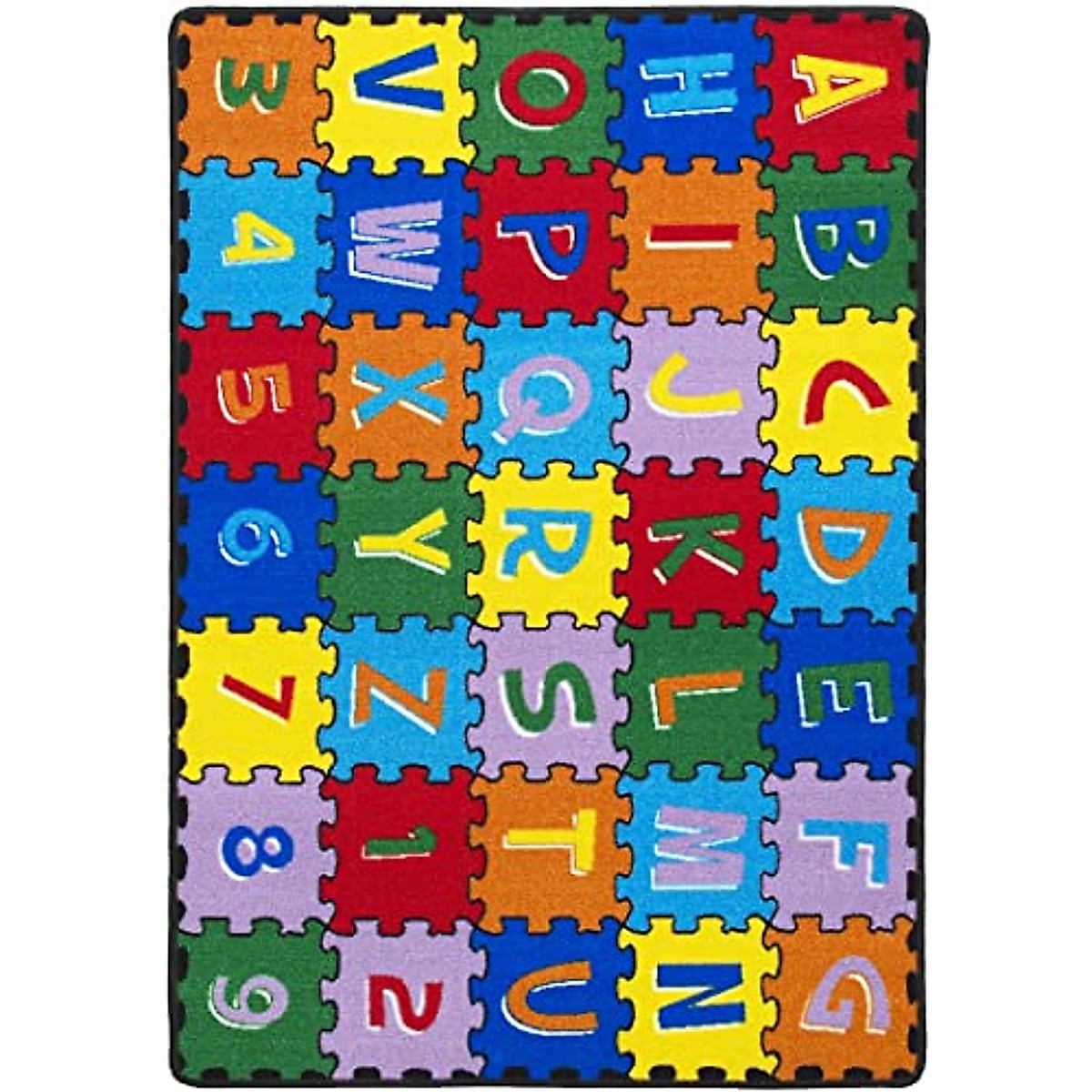 Mybecca Kids Rug ABC Puzzle Area Rug Educational Alphabet Letter & Numbers 8 x 11-Non Slip Gel Backing Size approximate: 7' feet 2" inch by 10' ft (7'2" X 10')