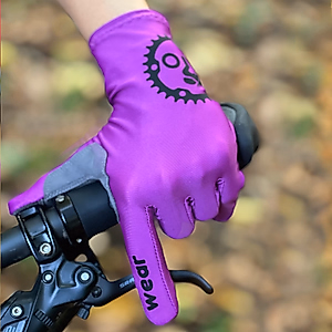 Loka Wear Women MTB Cycling Biking Gloves Full Finger All Finger Tips Touch Screen Breathable Light Weight Padded Audrey - Magenta (Medium)