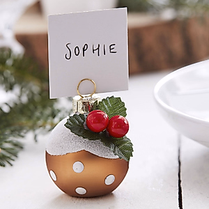 Ginger Ray Pudding Christmas Bauble Name Place Card Holders 6 Pack Let It Snow,Brown