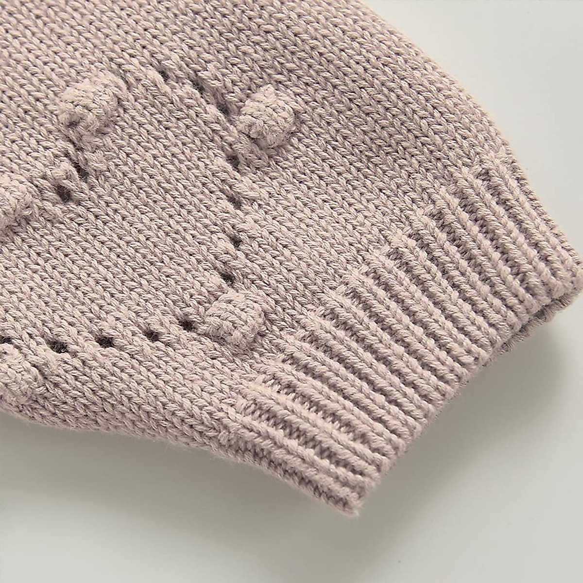 Curipeer Baby Girl Knit Cardigan Sweater Soft Heart Pompoms Toddler Outwear Coat 2T