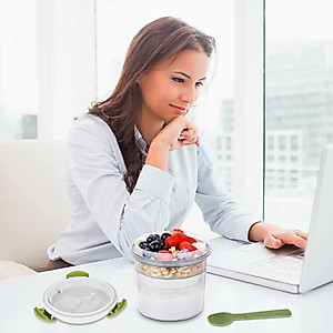 Genteen Overnight Oats Containers with Lids, Yogurt Parfait Cups with Lids Snack Containers with Topping Cereal or Overnight Oats Container Ideal for Meal Prep Breakfast Protion Control 20OZ(Orange)