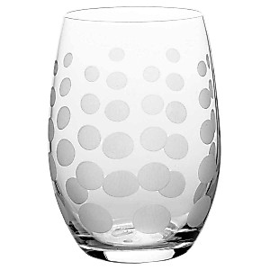 Mikasa Cheers Stemless Etched Wine Glasses, Fine European Lead-Free Crystal, 17-Ounces for Red or White Wine - Set of 6