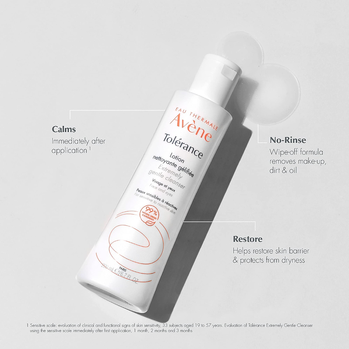 Avene Tolerance Extremely Gentle Cleanser Lotion for All Types of Hypersensitive Skin, Waterless Cleanser, 6.7 Fl Oz