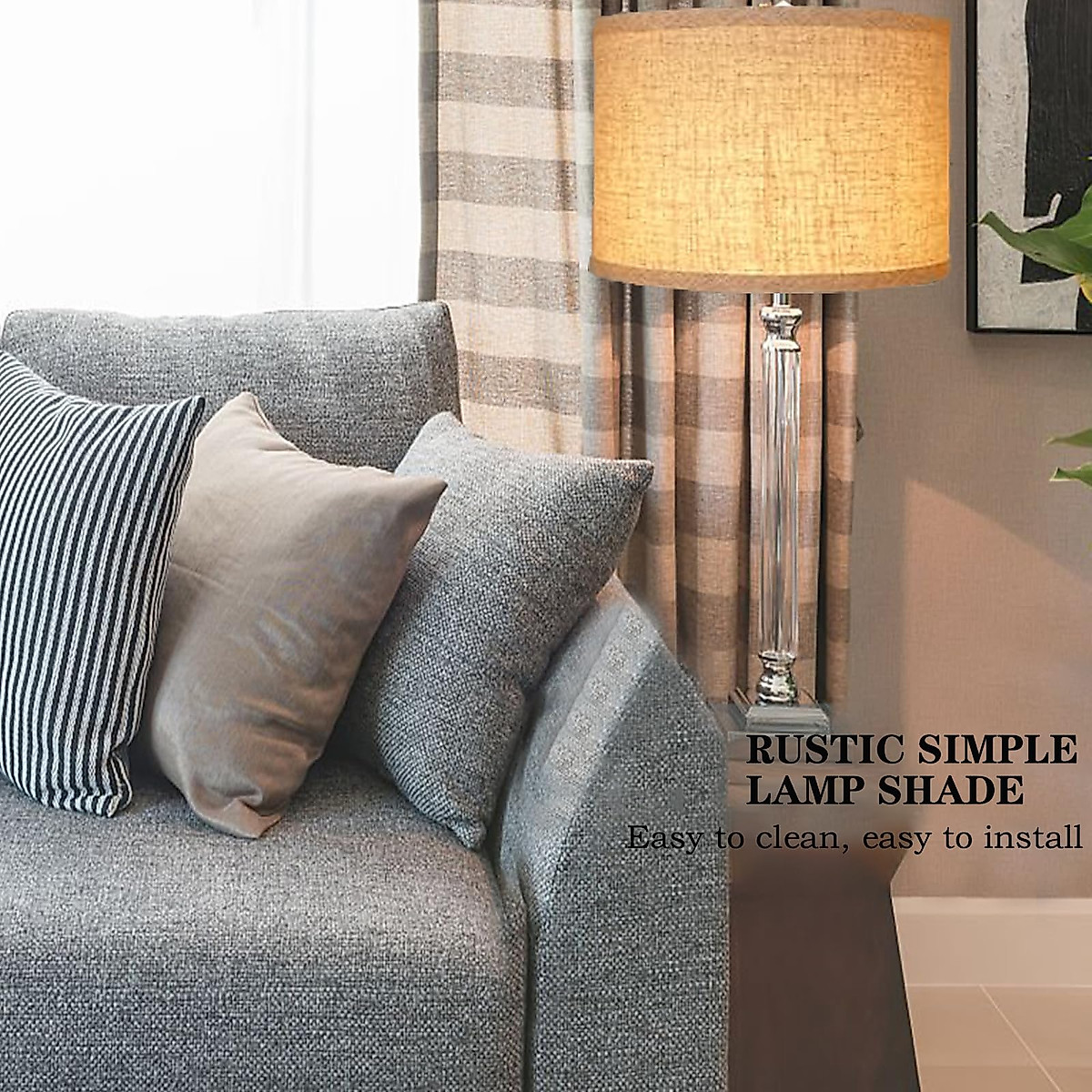 Drum Lamp Shade, Natural Round Linen Lamp Shades for Floor Lamp Replacement, Small Fabric Cylinder Decorative Lampshade with E27 Adapters for Table Lamp Bedside Lamp Chandeliers(White)(1.65" Spider)