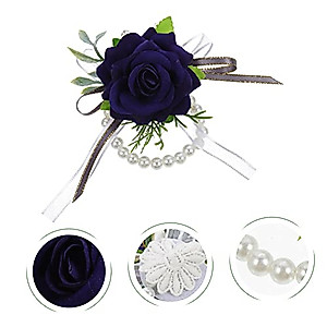 ARTIBETTER 3pcs Wrist Flower Outdoor Decor Flower Wrist Corsage Bridesmaid Bracelets Flower Corsage Wristlet Pearl Decor Hand Wrist Flowers The Flowers Plastic Wrist Chain Bridegroom