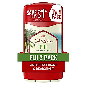 Old Spice Antiperspirant and Deodorant for Men, Fresher Collection, Fiji, Coconut & Tropical Wood Scent, 2.6 Oz(Pack of 2)