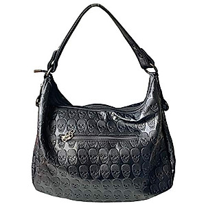 FiveloveTwo Women Skull Chain Handbag Large Capacity Gothic Shoulder Bag Studded Doctor Rivet Tote Satchel