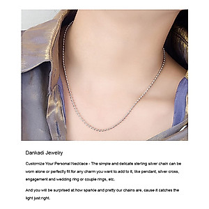 Meilanduo Solid 925 Sterling Silver 2.3mm Ball Bead Chain Necklace 18, 20, 22, 24, 26, 28 Inch for Women & Men (28")