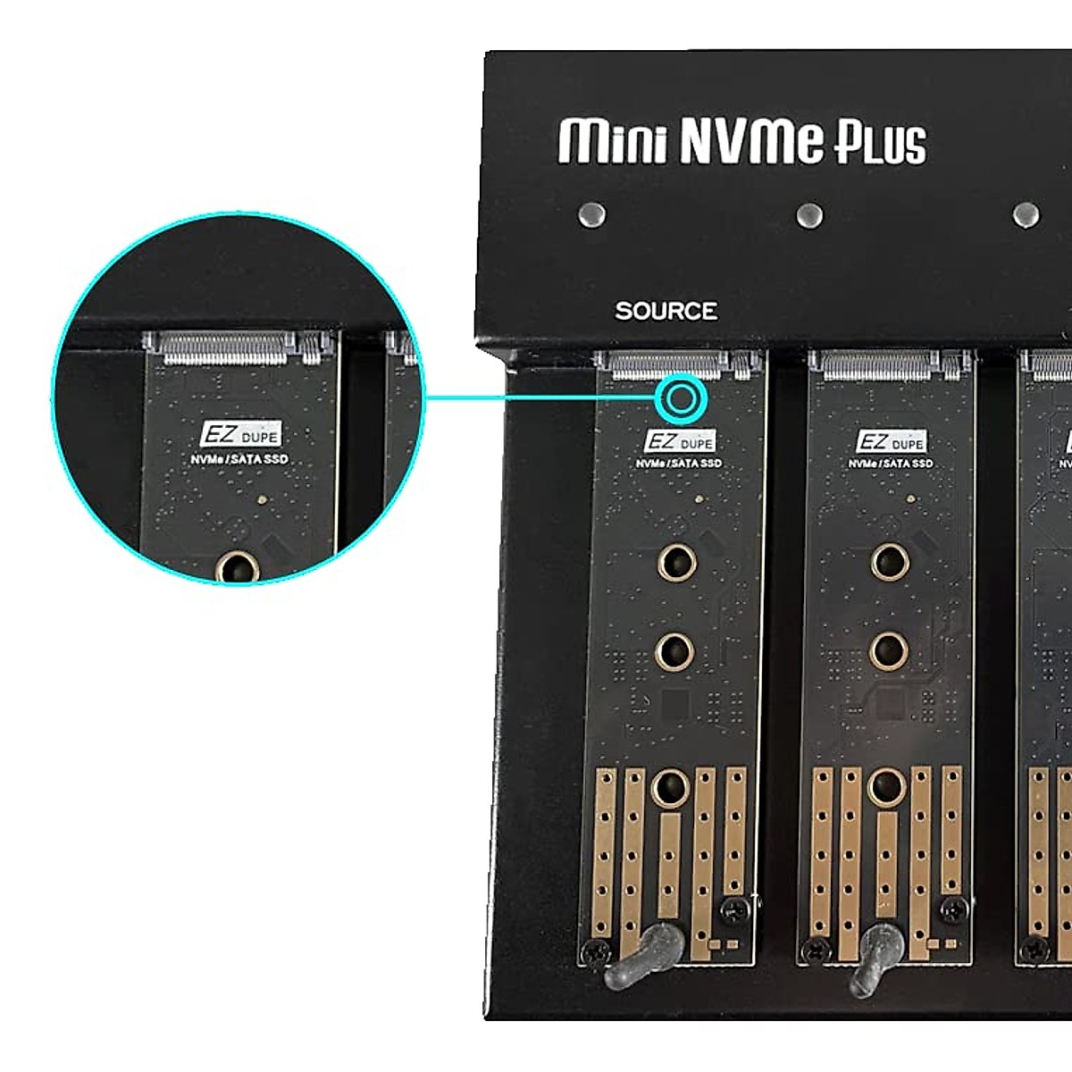 EZ Dupe 1 to 4 M.2 Duplicator - M.2 NVMe / M2 SATA NGFF (PCIe/ACHI NVMe) B Key, M Key, B+M Key 2230 2242 2260 2280 Module Internal SSD Cloner Copier 45MB/Sec MiniNVMe Plus