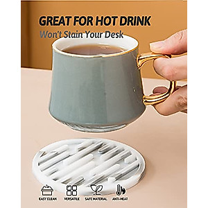 Coasters for Drinks, Silicone Coasters Set of 6, Amoowis Drink Coasters for Coffee Table with Holder, Thickened Coaster for Wooden Table, Cup, Desk, Bar, Office, Anti-Slip, Non-Stick, Easy to Clean