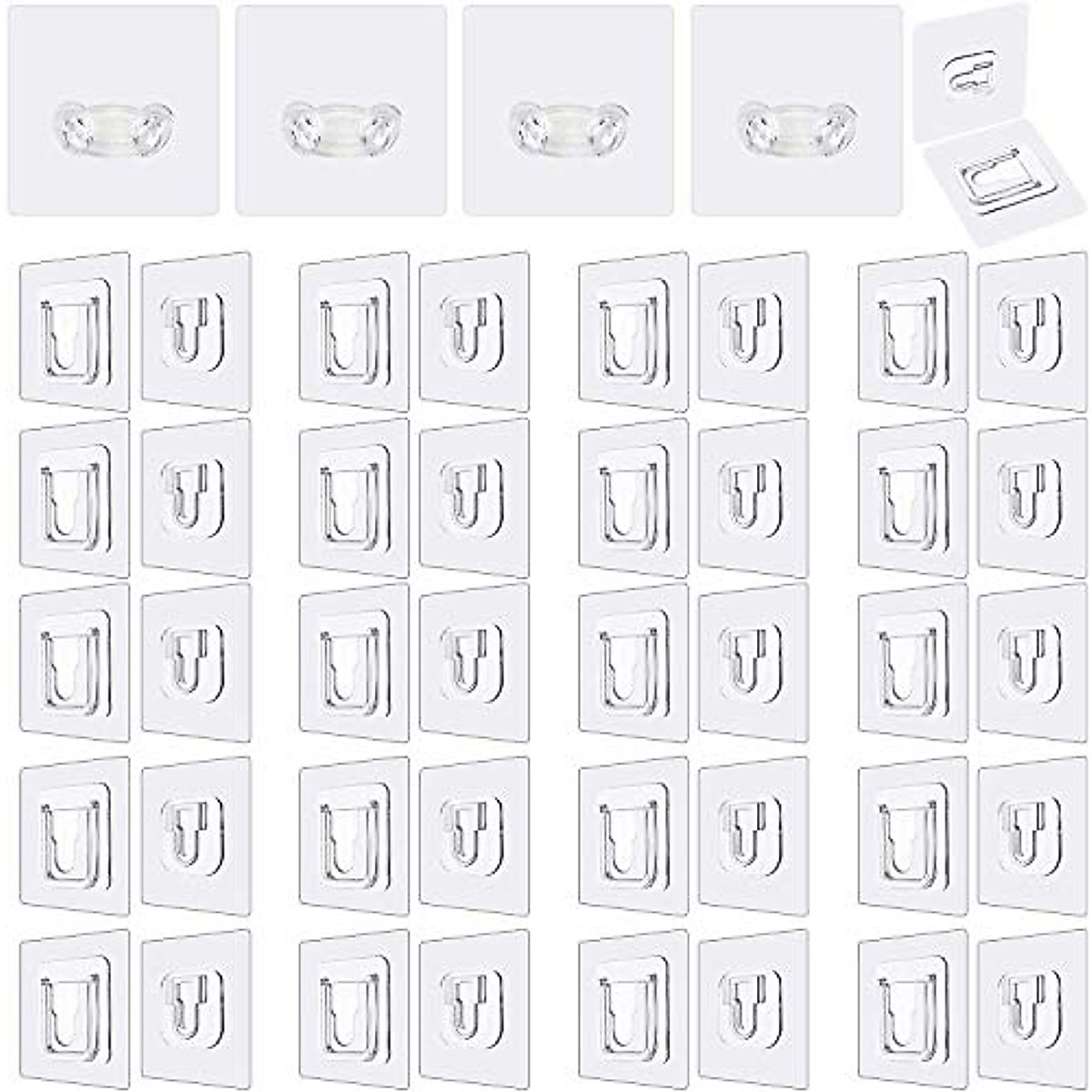 Pufai Smart Hook Double Sided Adhesive Bathroom Kitchen Office Hanger Transparent Hanger Waterproof 5 Set 10 Pieces
