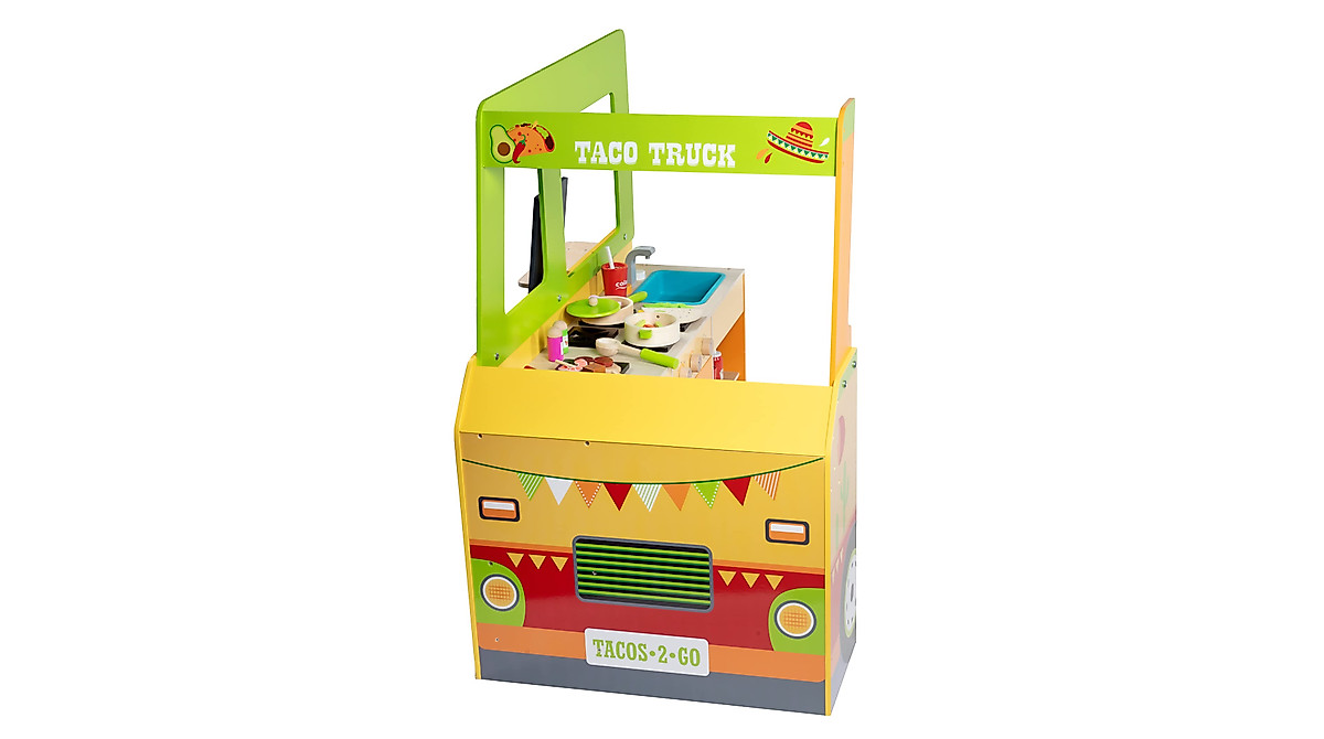Taco Truck Wooden Playset - 30 Fun Toy Pieces