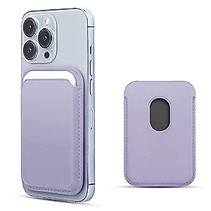 WALLFID Magsafe Wallet Leather Compatible with iPhone 15/14/13/12 Pro/Max/Plus/Mini,RFID Card Holder with MagSafe Magnet (Purple)