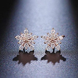 Sweets Bling Snowflake Stud Earrings Big Flower Zircon Earring Women's Accessories Jewelry Gift to Girlfriend Fashion Professionals