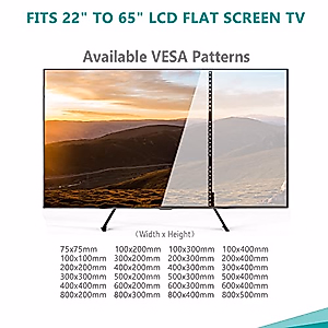 WALI Universal TV Stand Tabletop, for Most 22 to 65 inch LCD Flat Screen TV, VESA up to 800 by 500mm (TVS001), Black