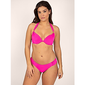 Smart & Sexy Women's Standard Swim Secret Mega Push-up Halter Bikini Top, Fuchia Sizzle, 36C