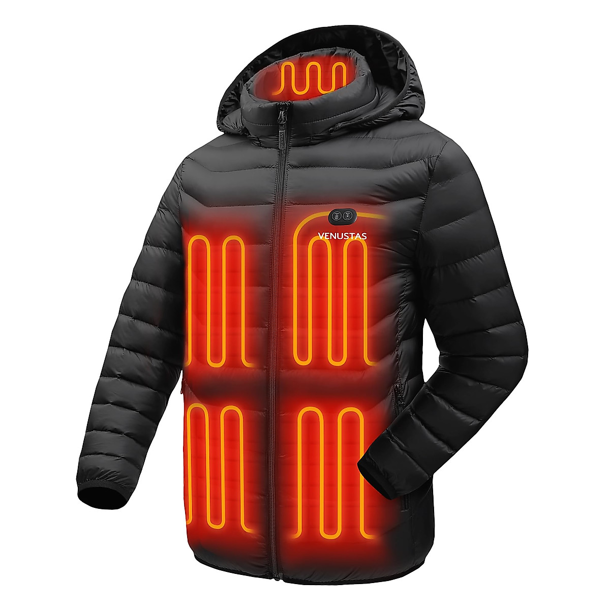 Venustas Unisex Dual-Control Heated Jacket, Water-resistant Heated Coat for Women and Men with Battery Included