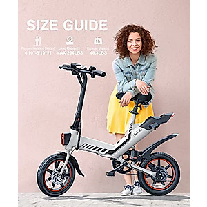 Sailnovo Electric Bike, Electric Bicycle with 18.5mph Electric Bikes for Adults Teens E Bike with Pedals, 14" Waterproof Folding Mini Bikes with Dual Disc Brakes