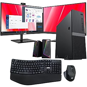 Computer Desktop PC, Intel Core i5 8th Gen, TechMagnet Heera, 16GB Ram, 512GB SSD, MTG New 24 Inch Dual Monitor, MTG Ergonomic Wireless Keyboard Mouse, RGB Speaker, Webcam, Win 11 Home (Renewed)