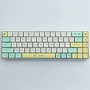 Hyekit PBT Keycaps 130 Keys Cat Keycaps Dye-Sublimation Cute Keycaps XDA Profile Custom Keycaps for Cherry Gateron MX Switches Mechanical Keyboards