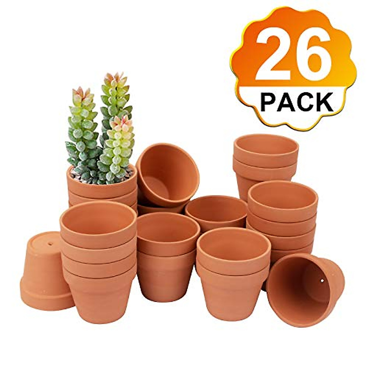 BLQH [26 Pack] 4" Planter Nursery Pots Clay Pots Terracotta Pot Clay Ceramic Pottery Planter Cactus Flower Pots Succulent Nursery Pots Garden Terra Cotta Pots with Drainage Hole (26)