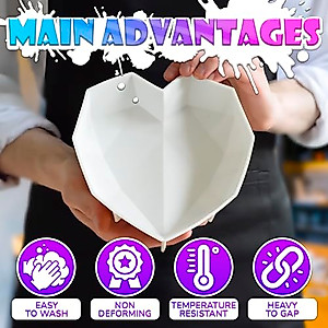 Heart Silicone Molds for Baking - Chocolate Molds Silicone Cake Pop Molds for Baking Non Stick Heart Shaped Cake Pan Mousse Mold, Cheesecake Mold, Ice Cream Heart Shaped Cake Women's Day Gifts