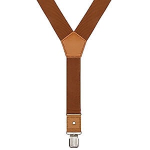 ZXEROYM Suspenders for Men Adjustable Y Back Elastic with Strong Clips Brown