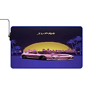 Anime Vaporwave Supra JDM Car Mouse Pad Gaming Mouse Pad RGB Laptop USB Illuminated LED Home Office Accessories Desk Pad