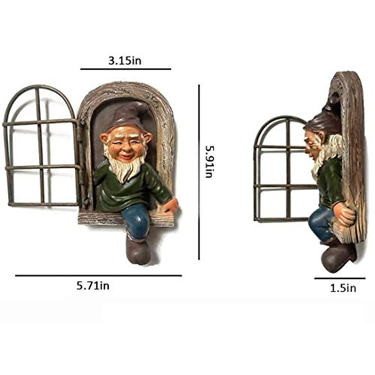 Garden Gnome Statue, Elf Out The Door Tree Hugger, Funny Garden Tree Decoration, Patio Yard Lawn Porch Decoration (Green)