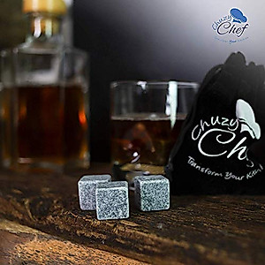 Whiskey Stones Chilling Ice Cubes - Set of 9 Whiskey Rocks Chilling Stones Reusable Whiskey Stone for Your Drinks with Velvet Gift Pouch Great Gift Idea