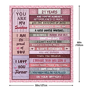 Joyloce 21st Birthday Gifts For Her Blanket 60"X50", 21st Birthday Decorations - Turning 21 Gifts For Women - 21st Birthday Gift Ideas - 21 Bday Decorations - Best Gifts For 21 Year Old Women Blankets