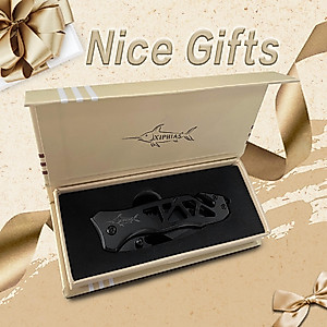 XIPHIAS Cool Folding Pocket Knife with Glass Breaker, Bottle Opener and Rope Cutter, Birthday Father's Day (D2)