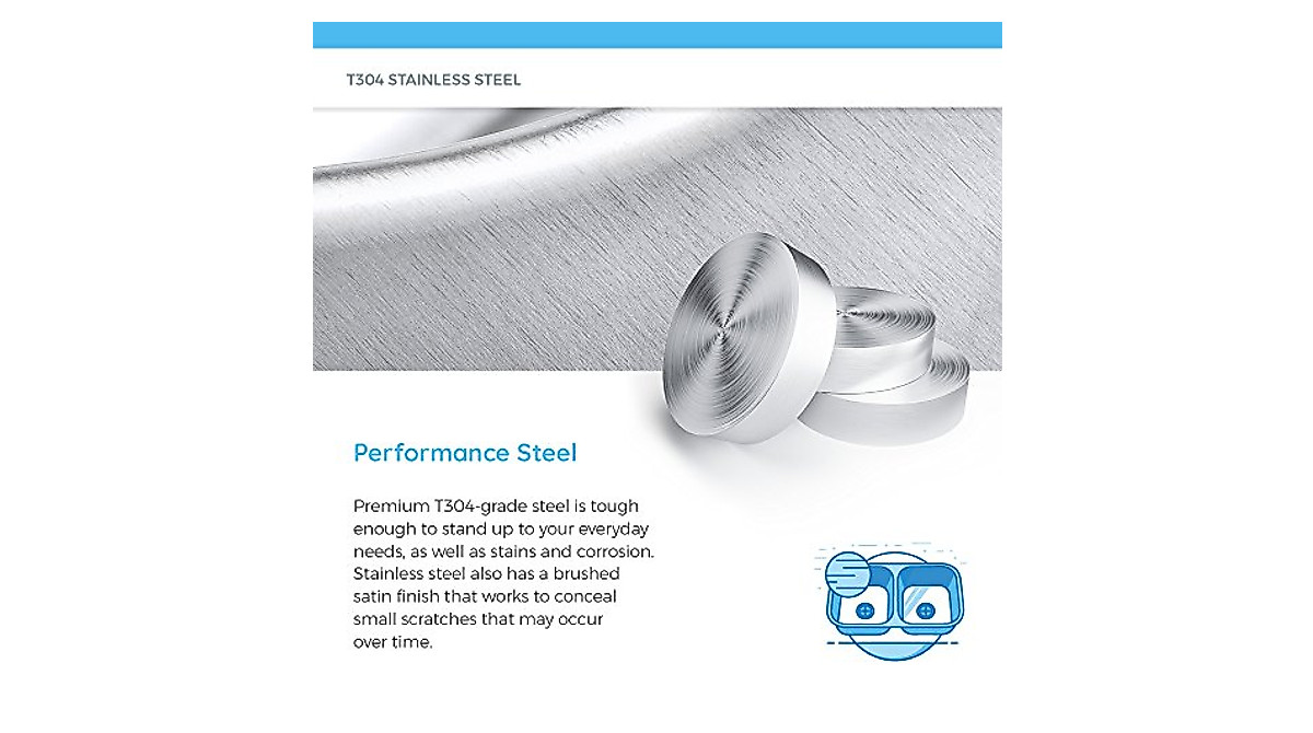 MR Direct 1716-16-ENS Stainless Steel Undermount Single Bowl Kitchen ...