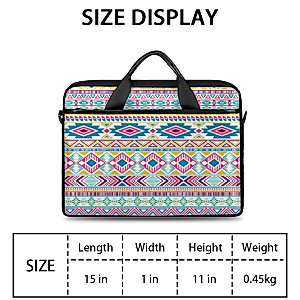 Aztec Graphic Laptop Computer Bag Waterproof Shoulder Messenger Bag 13-15 inch Durable Laptop Tote Bag with Shoulder Strap Handle Lightweight Crossbody Briefcase